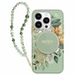 Guess IML Flowers With Pearl Strap MagSafe zielony - etui iPhone 16 Pro ...